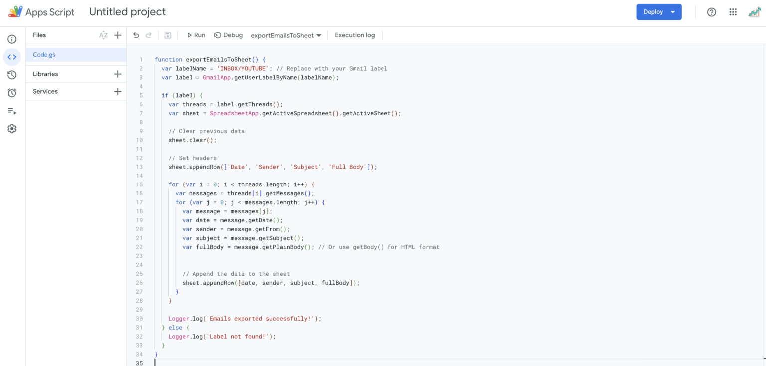 How to Export Emails from Gmail to Google Sheets Using Apps Script ...